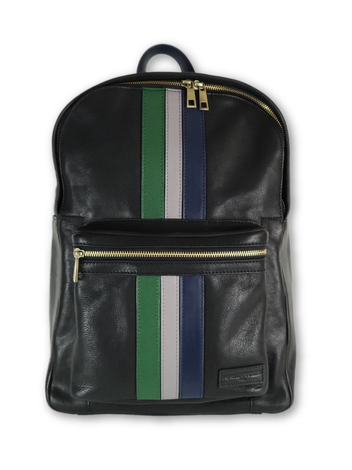 Black Leather Striped Backpack – FH Wadsworth
